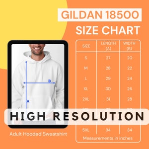 Gildan 18500 Size Chart, 18500 Size Guide, G185 Cm and Inches Table ...