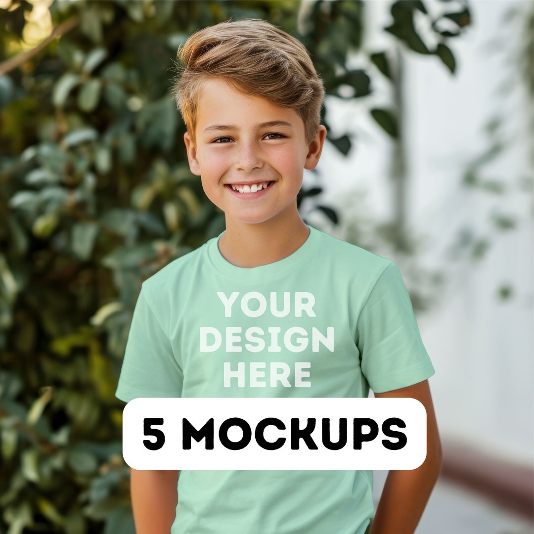 Bella Canvas 3001Y Mint Mockup Bundle, Cute Kids Mockup, Kids Mint ...