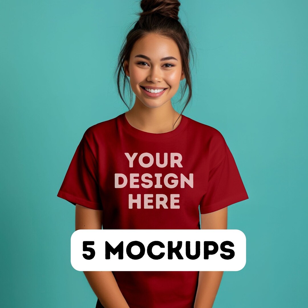 3001 Red Bella Canvas Red Mockup Bundle, Red Shirt Mock-up, Trendsetter ...