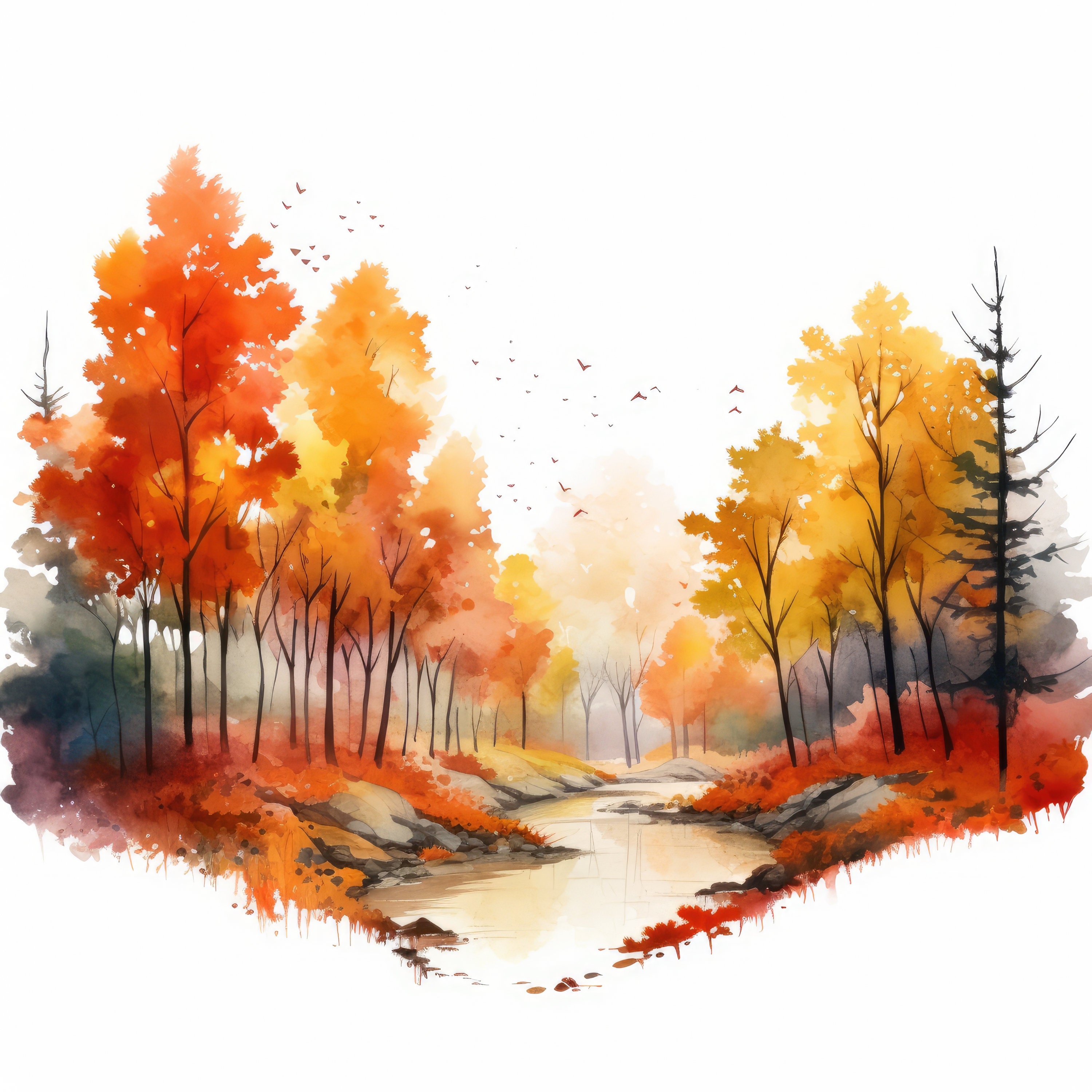 Autumn Forest Clipart Bundle Watercolor Fall Forest Drawings - Etsy