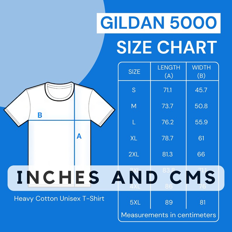 Gildan 5000 Size Chart, G5000 Size Chart, T-shirts Size Chart, Unisex ...