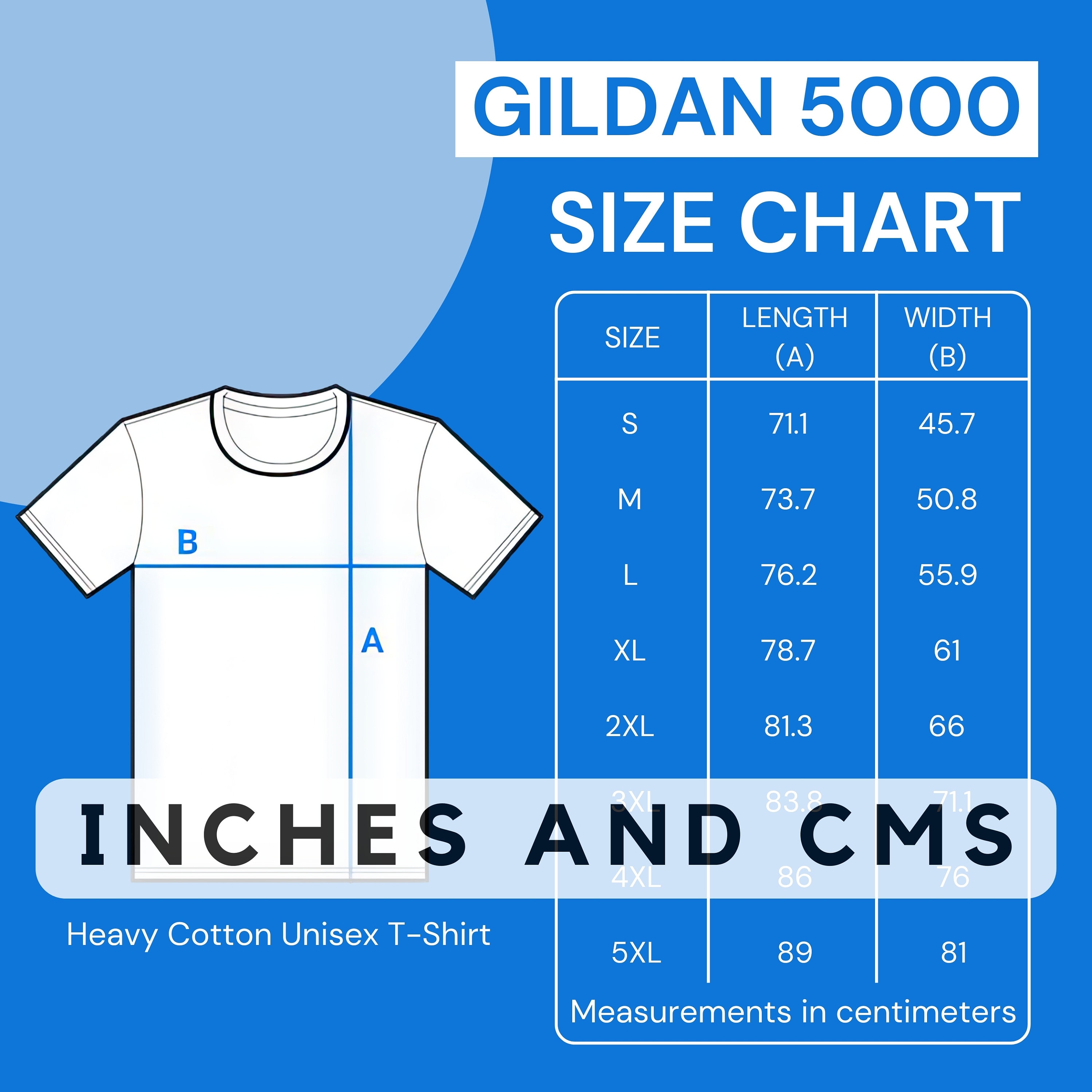 Gildan 5000 Size Chart, G5000 Size Chart, T-shirts Size Chart, Unisex ...