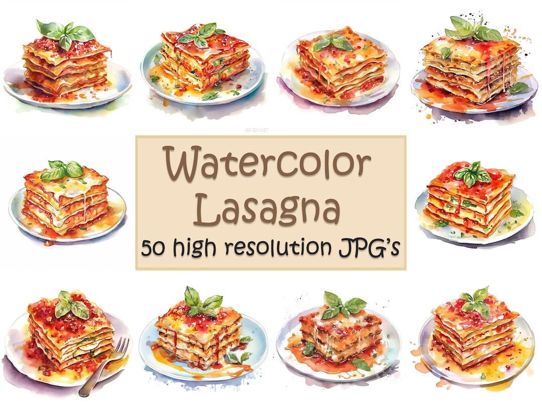 Lasagna Clipart, 50 High Quality Jpg’s , Watercolor, Lasagna Clipart ...
