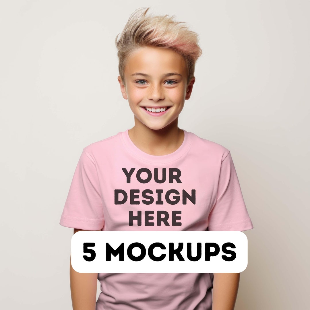 Gildan 5000B Light Pink Mockup Bundle, Gildan Youth Mockup, Pink G5000B ...