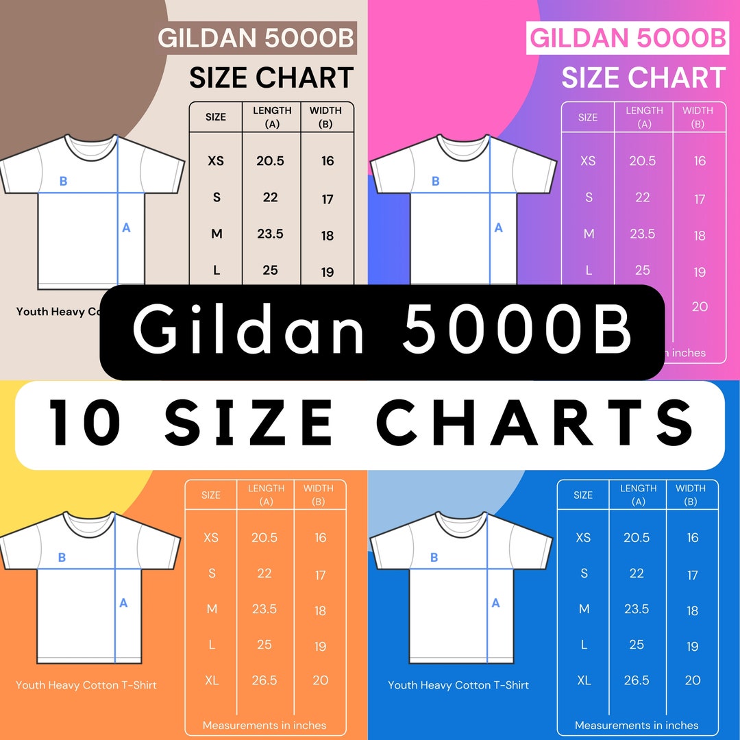 Gildan 5000B Size Chart, G5000B Youth Size Chart, T-shirts Size Chart, Unisex Size Chart, Gildan ...