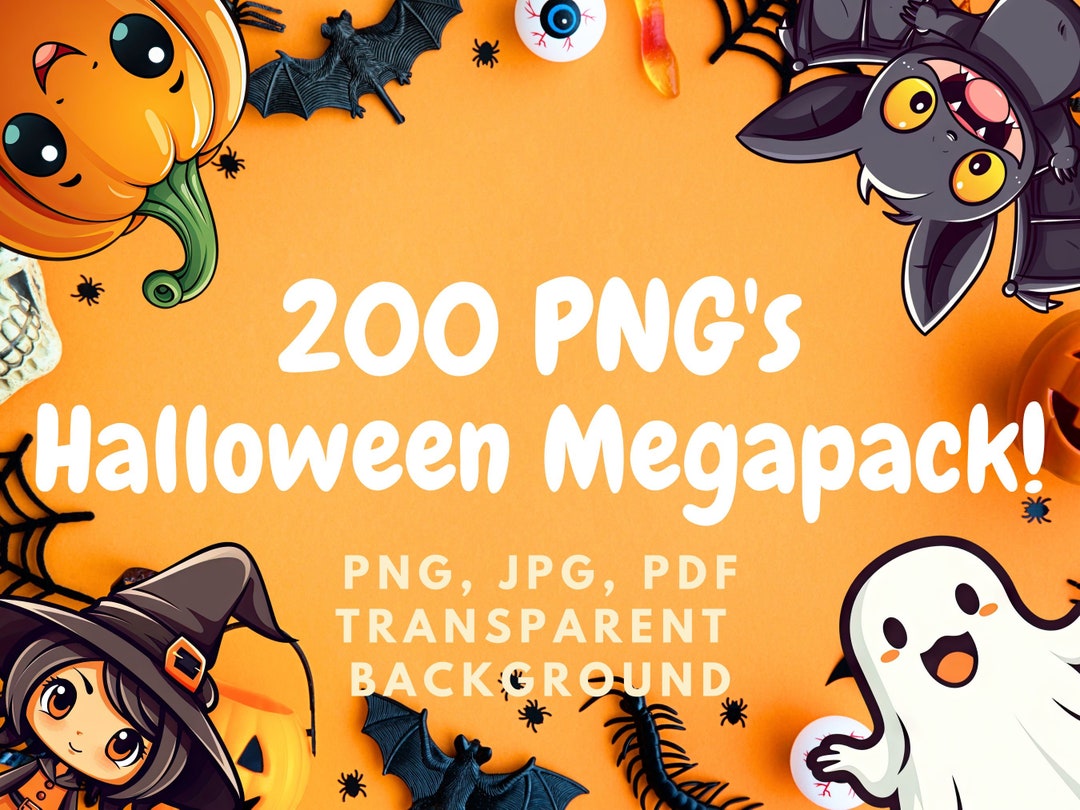 Halloween Clipart Png Bundle, Halloween Decorations, Kawaii Stickers ...