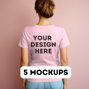 5000 Light Pink Mockup, Gildan Light Pink Female Mock Up, Your Design ...