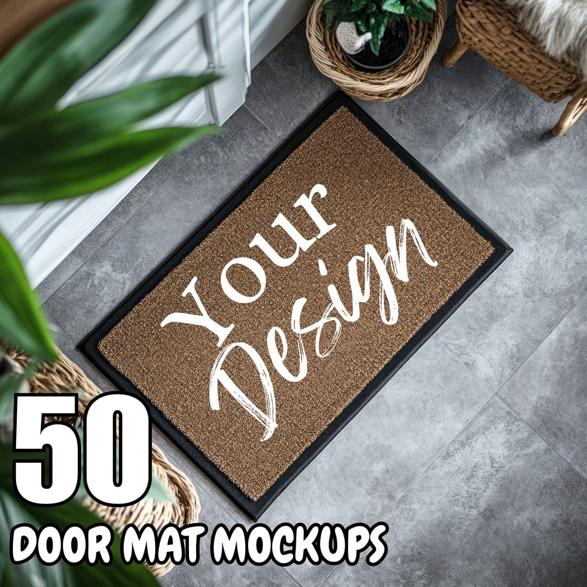 Doormat Mockup Bundle, Customizable Door Mat Mock Up, Floor Mat Mockup ...