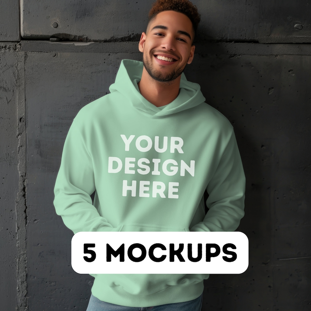 Gildan 18500 Mint Mockup Bundle, Mens Mint Hoodie Back Mockup, G185 ...
