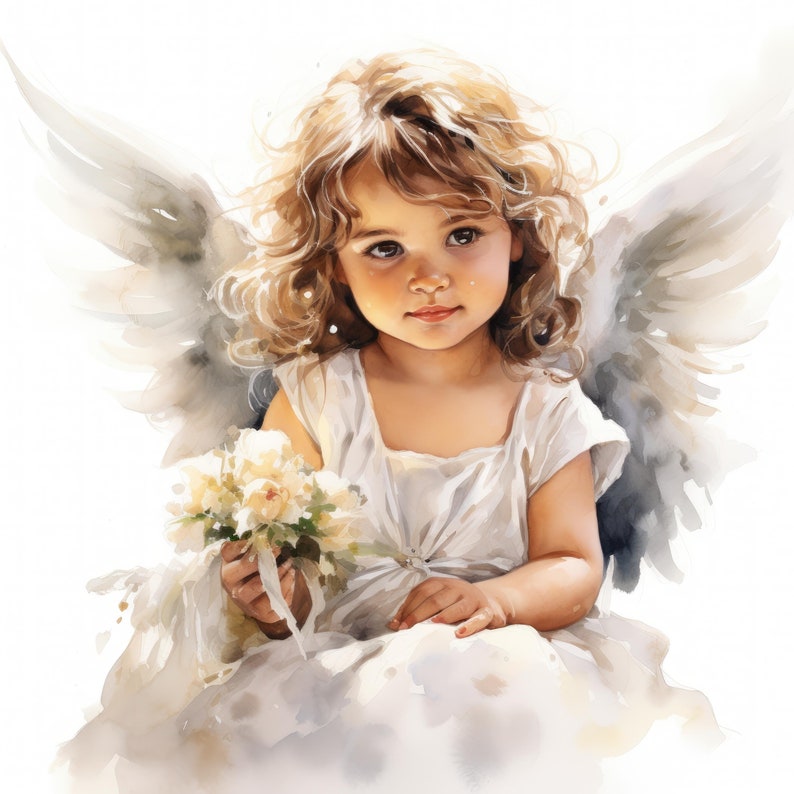 Baby Angels Watercolor Clipart Angel Babies Png Bundle - Etsy