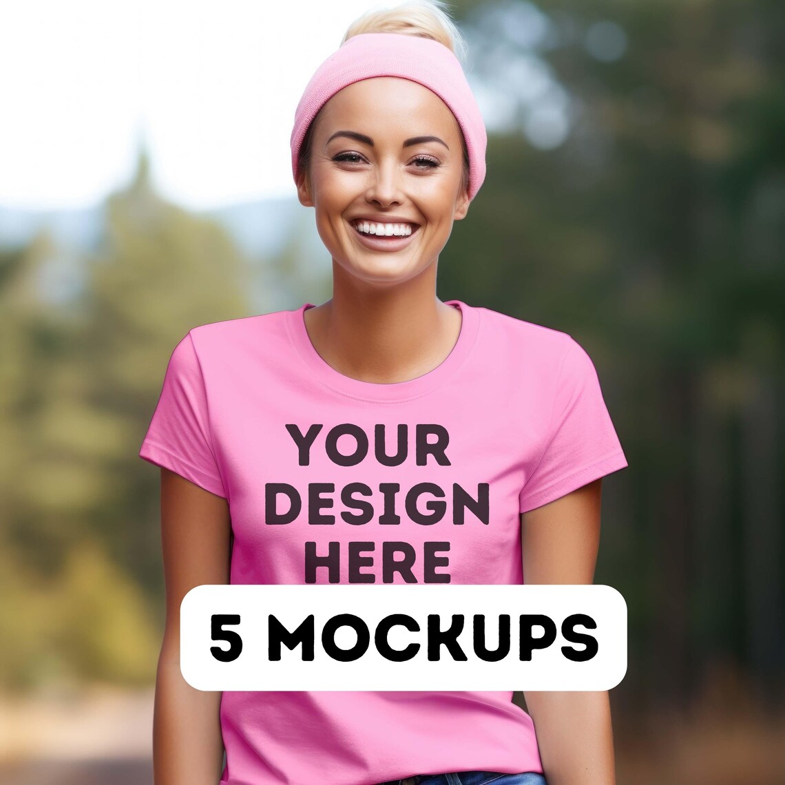 Gildan 64000L Azalea T-shirt Mockup, 64000L Model Mockups Bundle ...