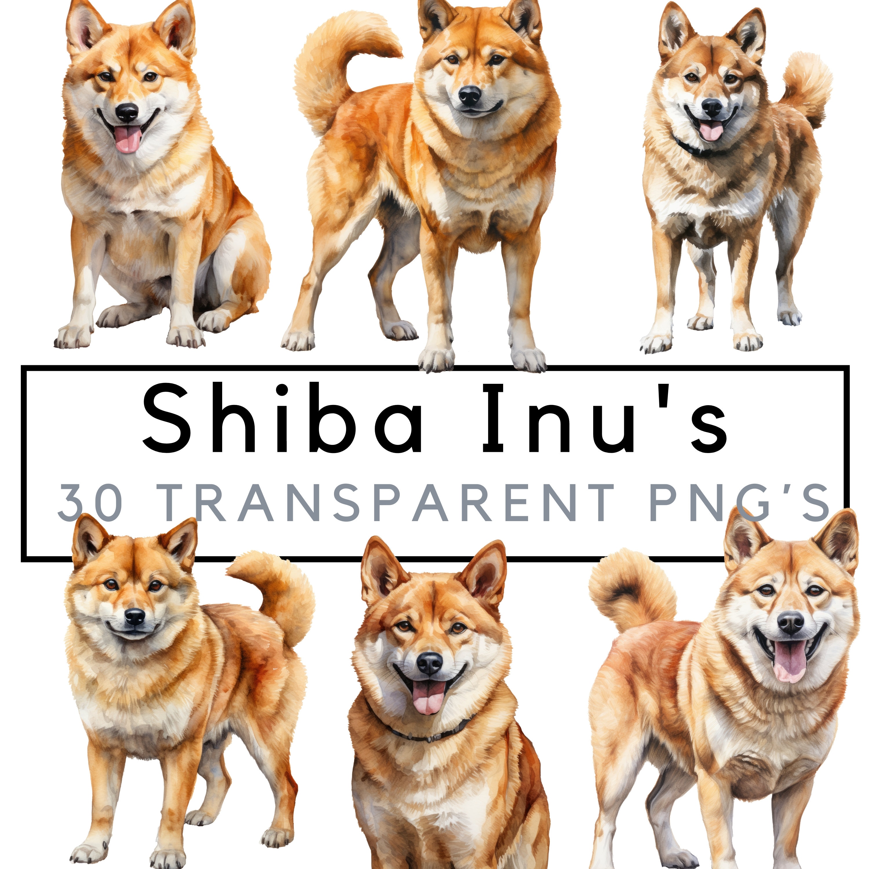 Shiba Inu Clipart Shiba Inu Png Bundle POD Allowed - Etsy