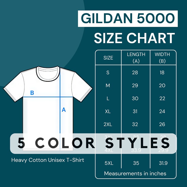 Gildan 5000 Size Chart, G5000 Size Chart, T-shirts Size Chart, Unisex ...
