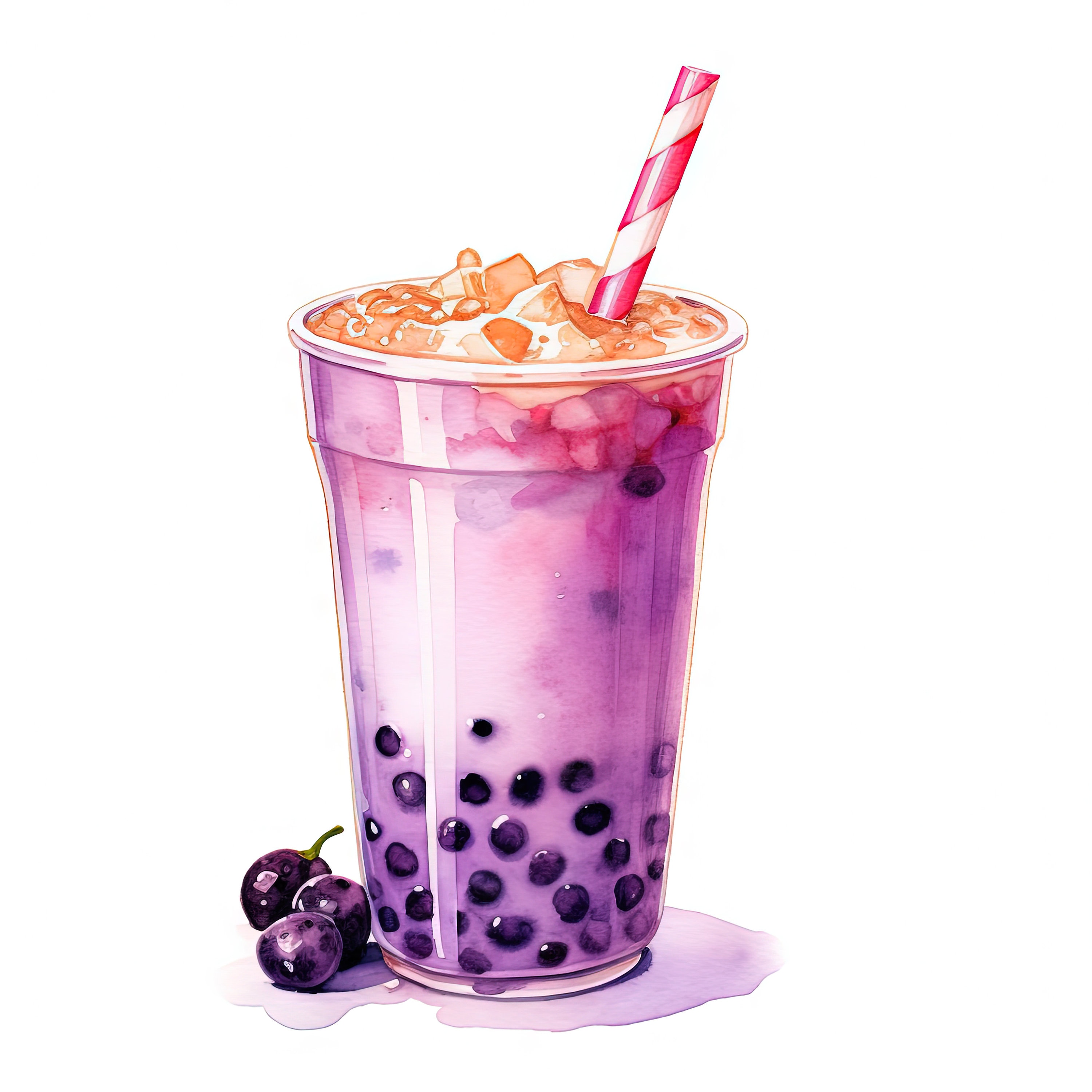 Bubble Tea Clipart Watercolor Bubble Tea Boba Tea Boba Nai Cha - Etsy