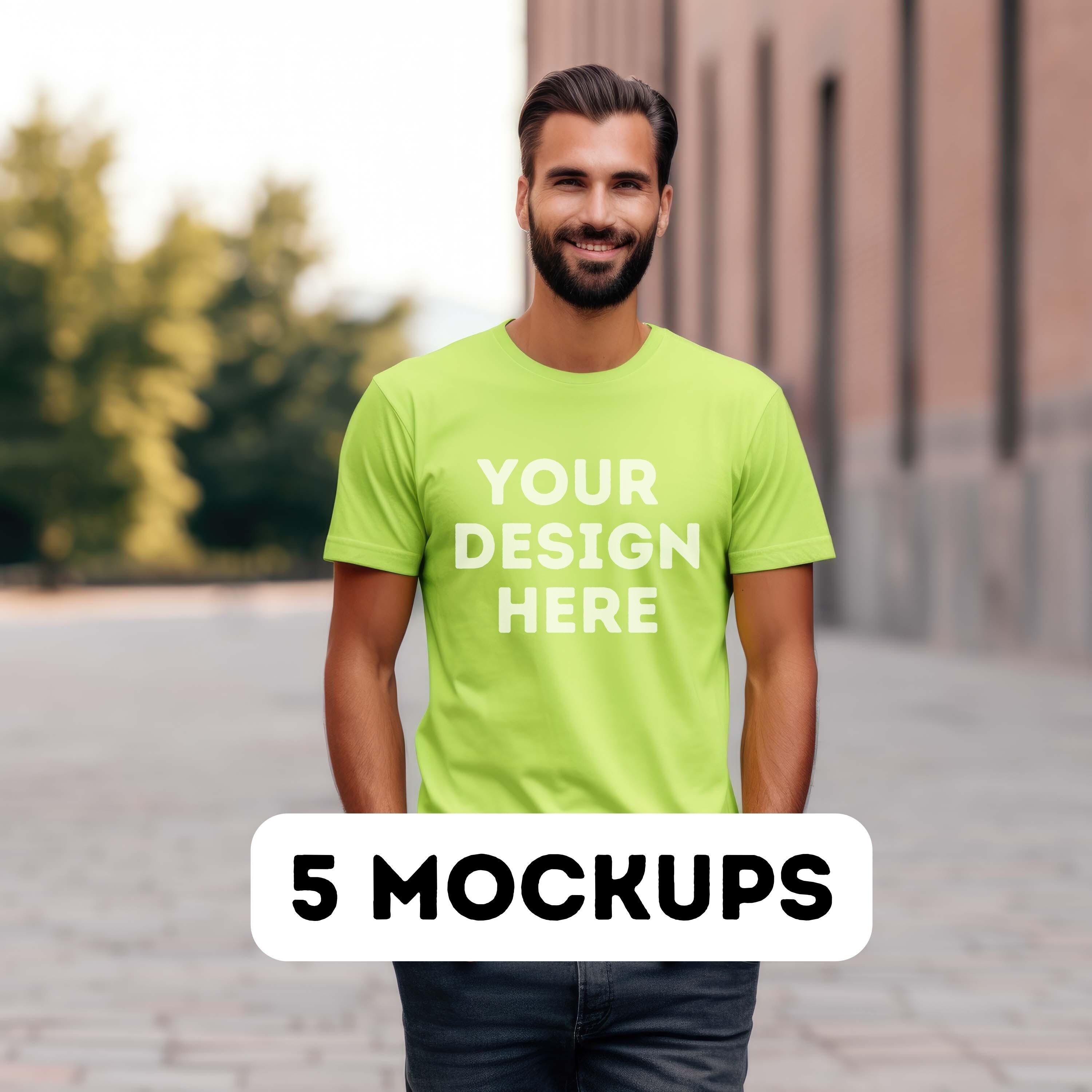 Lime Green Mockup Bundle, Green Shirt Mock-up, Print on Demand Mock ...