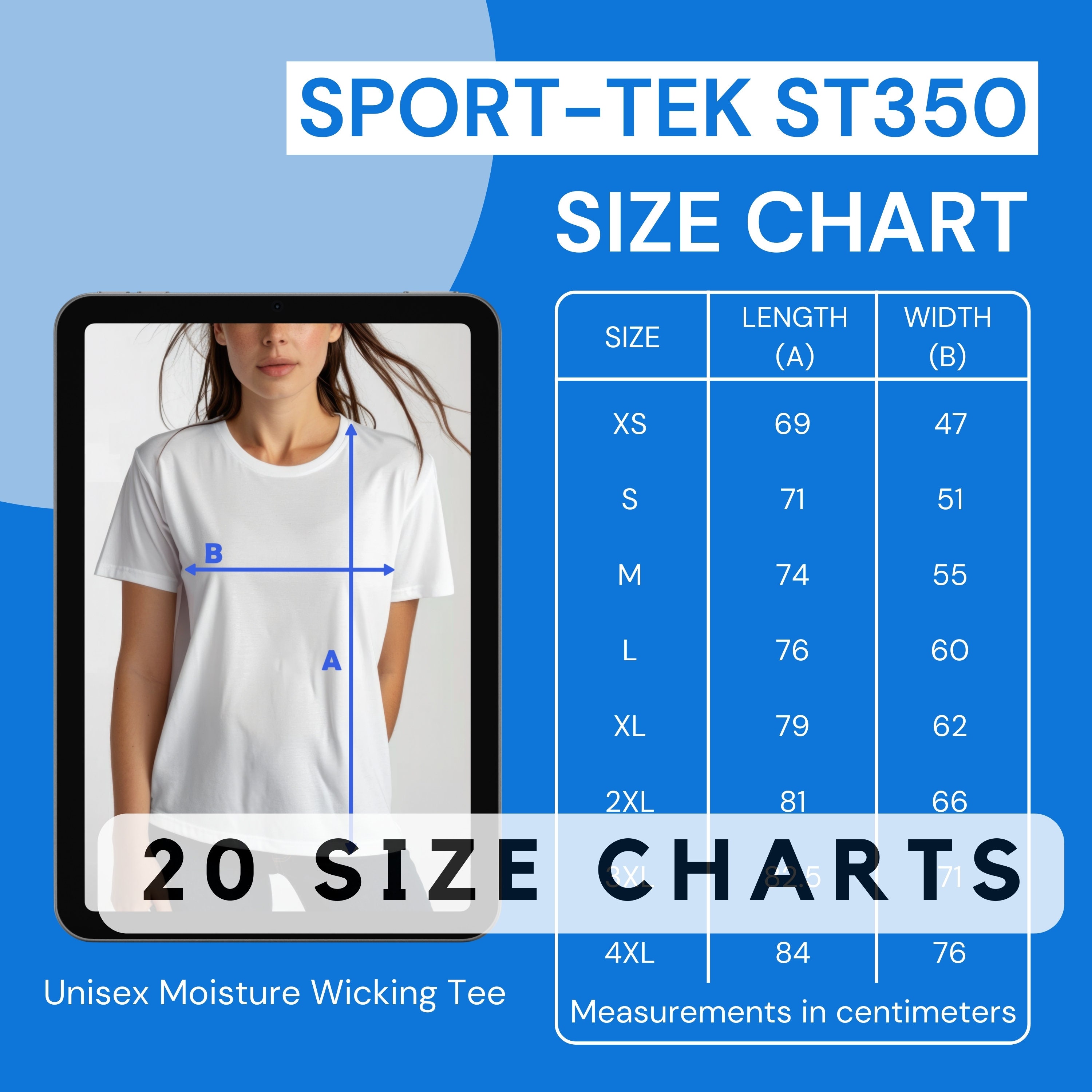 Sport-tek ST350 Size Chart, T-shirt Size Chart, Unisex Size Chart ...