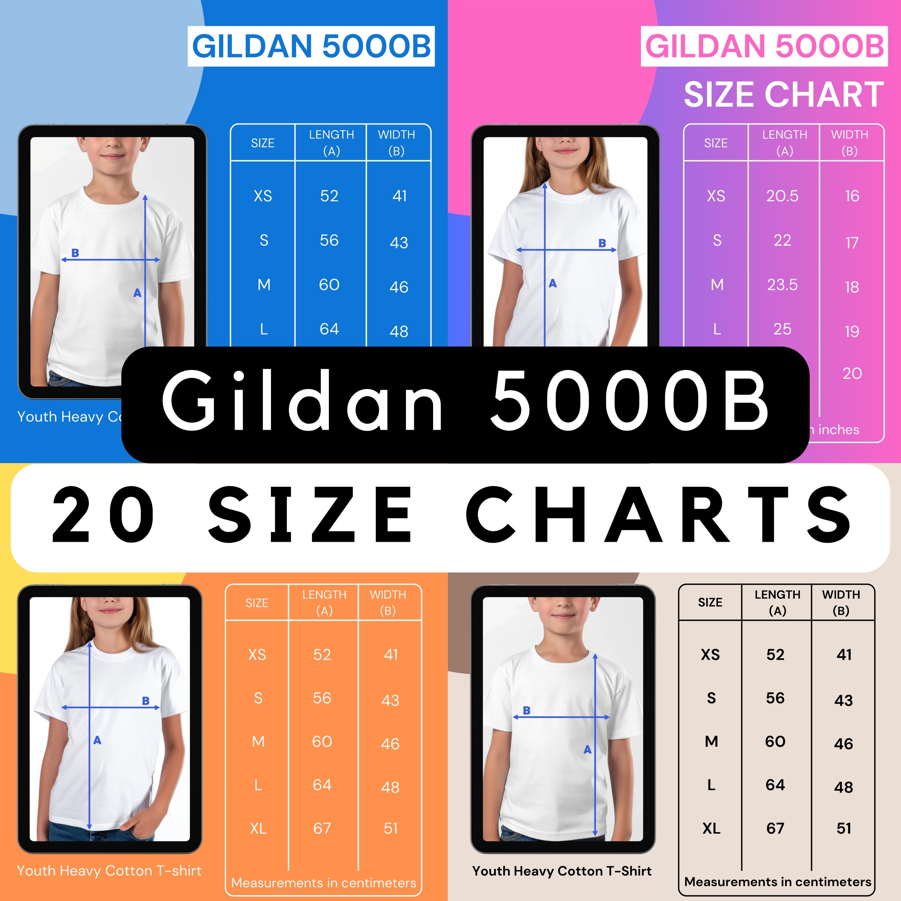 Gildan 5000B Size Chart, G5000B Youth Size Chart, T-shirts Size Chart ...