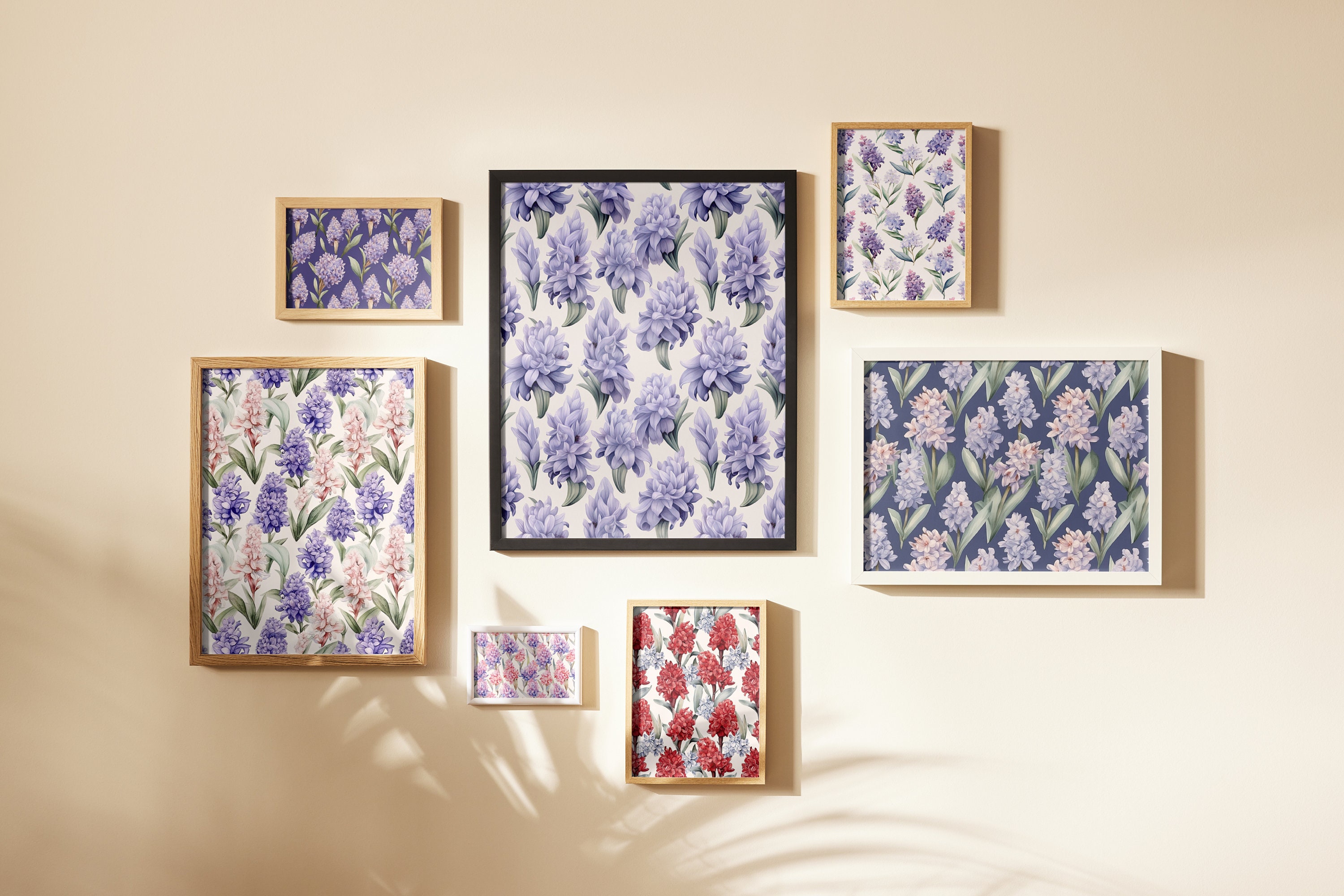 Watercolor Hyacinths, Hyacinth, 10 Seamless Patterns, Hyacinth Clipart ...