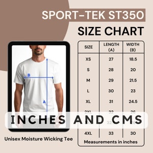 Sport-tek ST350 Size Chart, T-shirt Size Chart, Unisex Size Chart ...