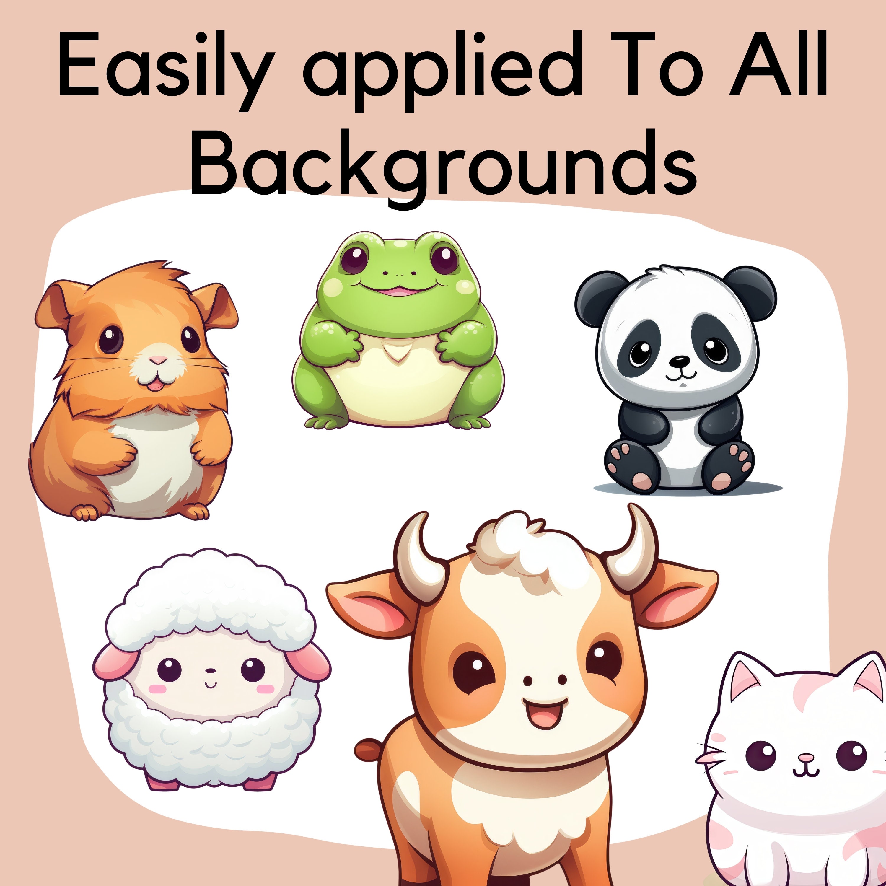 Cute Animals Clipart PNG Bundle Kawaii Animals Animal - Etsy