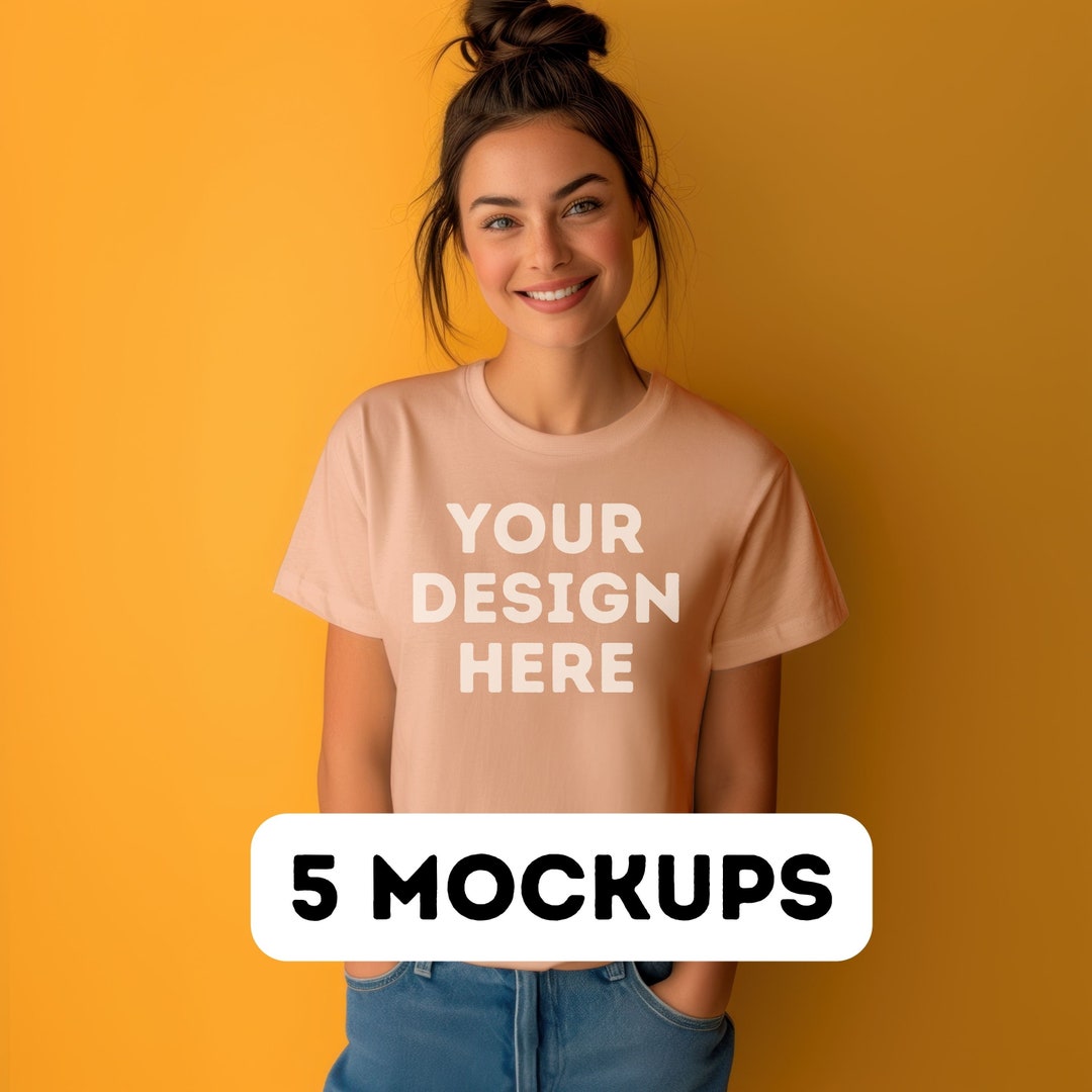 3001 Peach Bella Canvas Peach Mockup Bundle, Peach Shirt Mockup ...