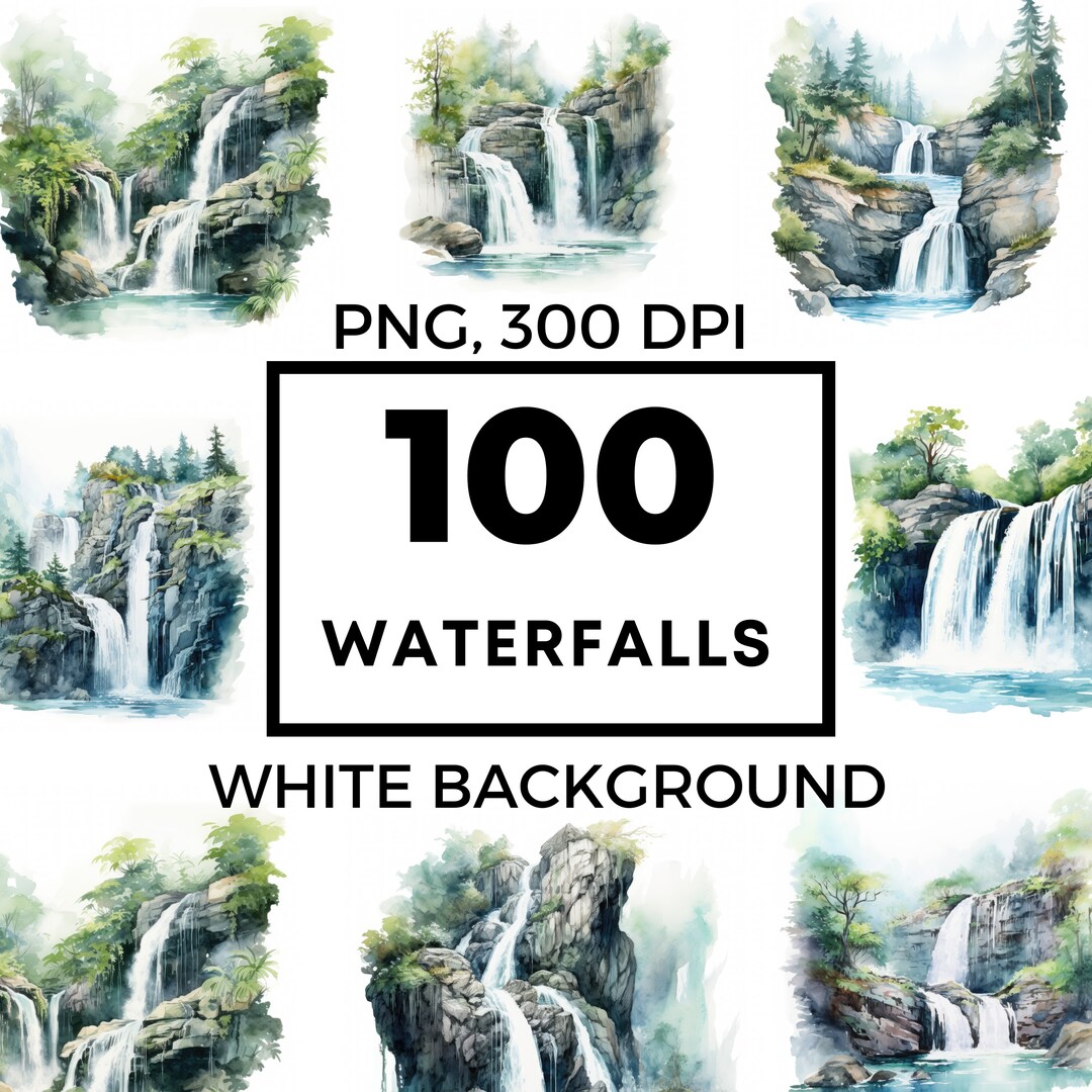 Waterfall Clip Art, Nature Clip Art, Tropical Waterfall, Forest Clipart ...