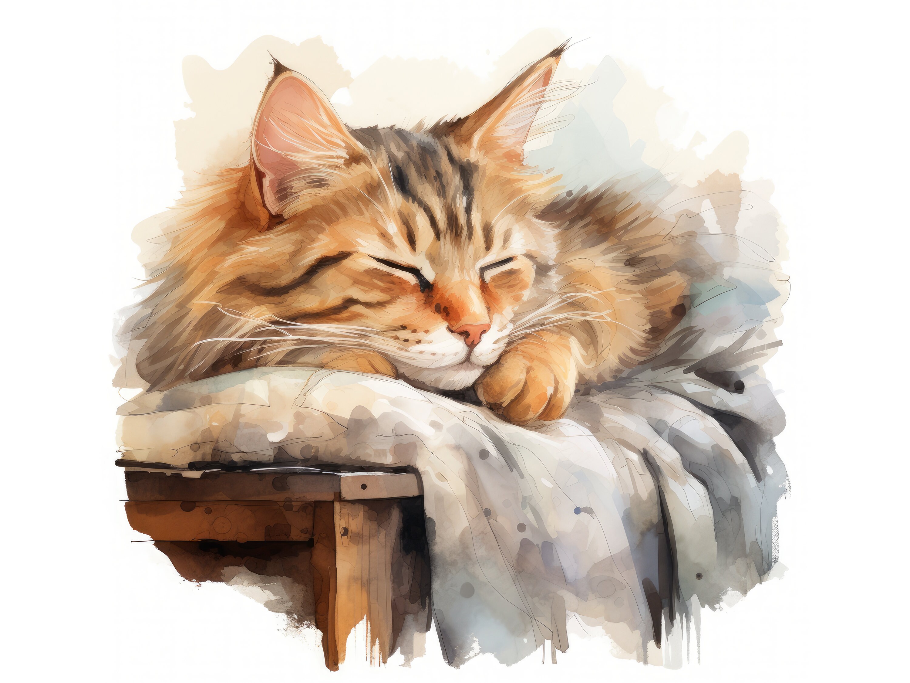 Cat Clip Arts, Sleeping Cats, 100 PNG Watercolor Images, Cats>dogs ...