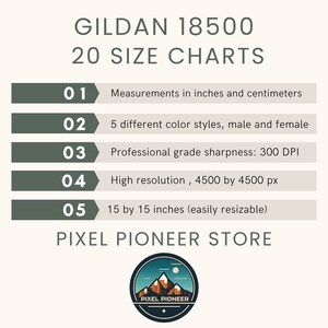 Gildan 18500 Size Chart, 18500 Size Guide, G185 Cm and Inches Table ...