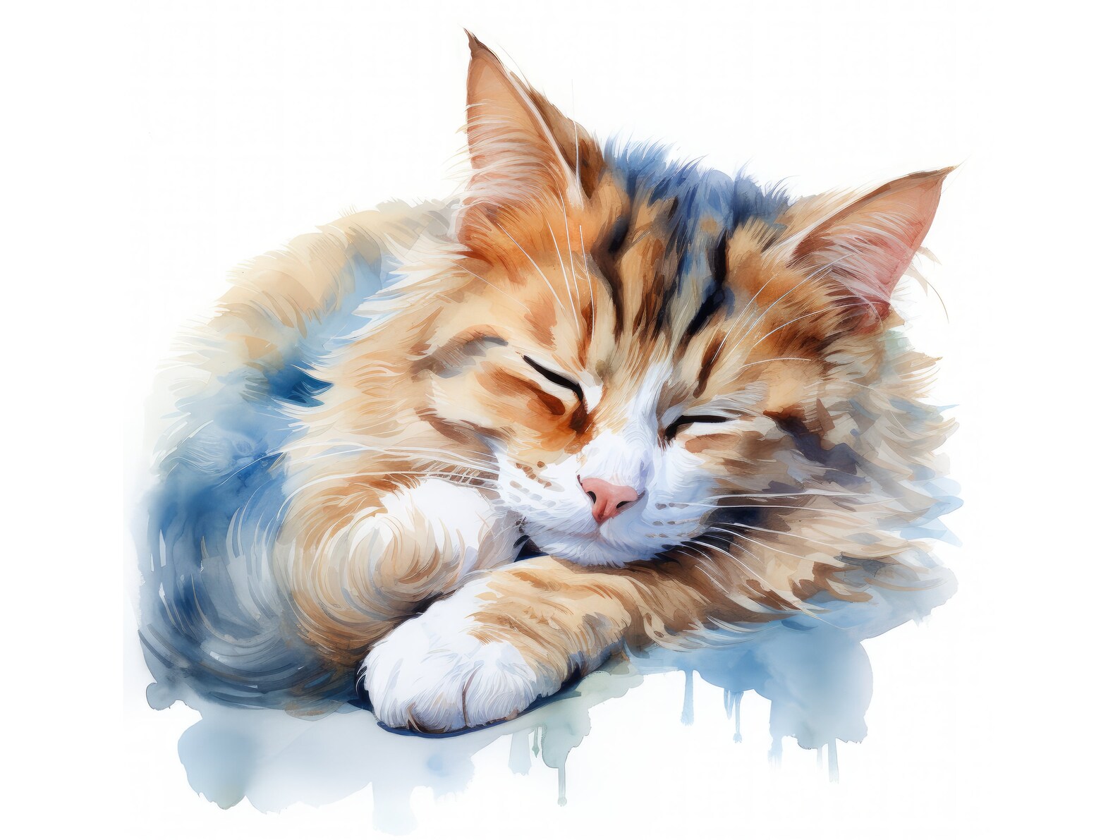 Cat Clip Arts, Sleeping Cats, 100 PNG Watercolor Images, Cats>dogs ...