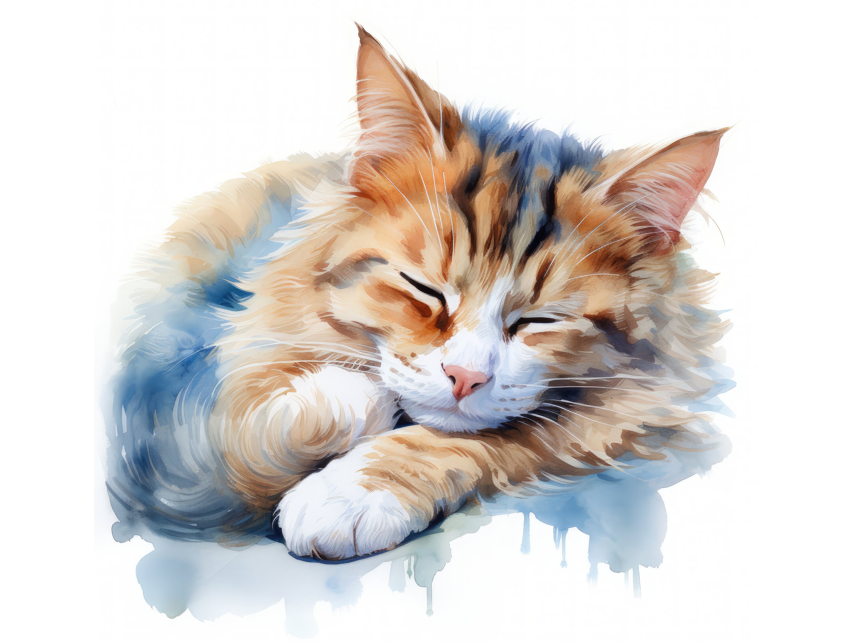 Cat Clip Arts, Sleeping Cats, 100 PNG Watercolor Images, Cats>dogs ...
