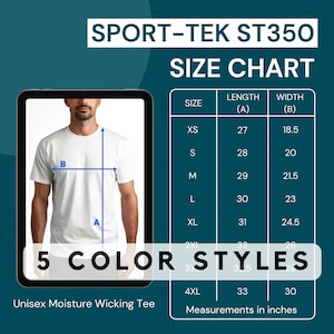 Sport-tek ST350 Size Chart, T-shirt Size Chart, Unisex Size Chart ...
