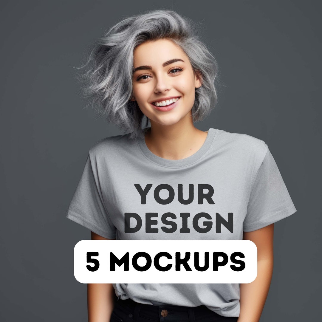 5000 Ice Grey Mockup Bundle, Ice Grey Gildan Mocks, Female Gildan Mock ...