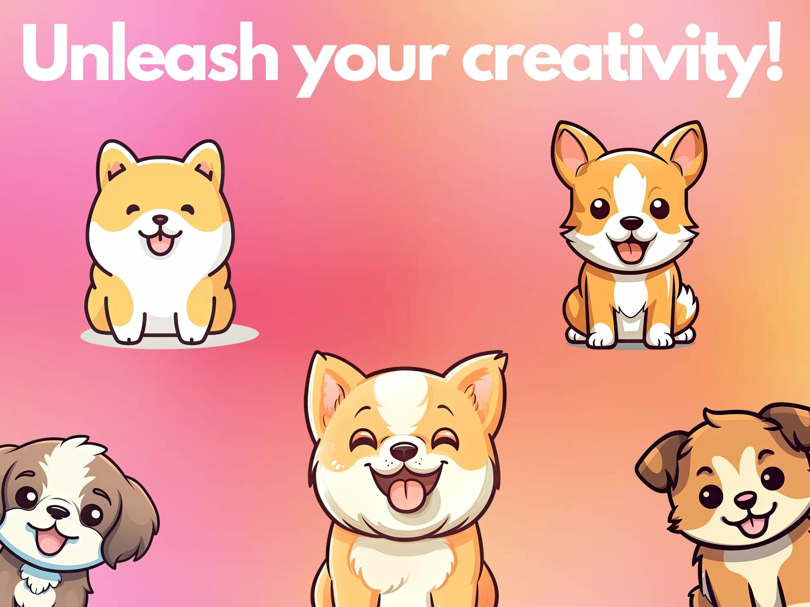 Kawaii Dog Clipart Stickers Dogs Digital Digital Download - Etsy