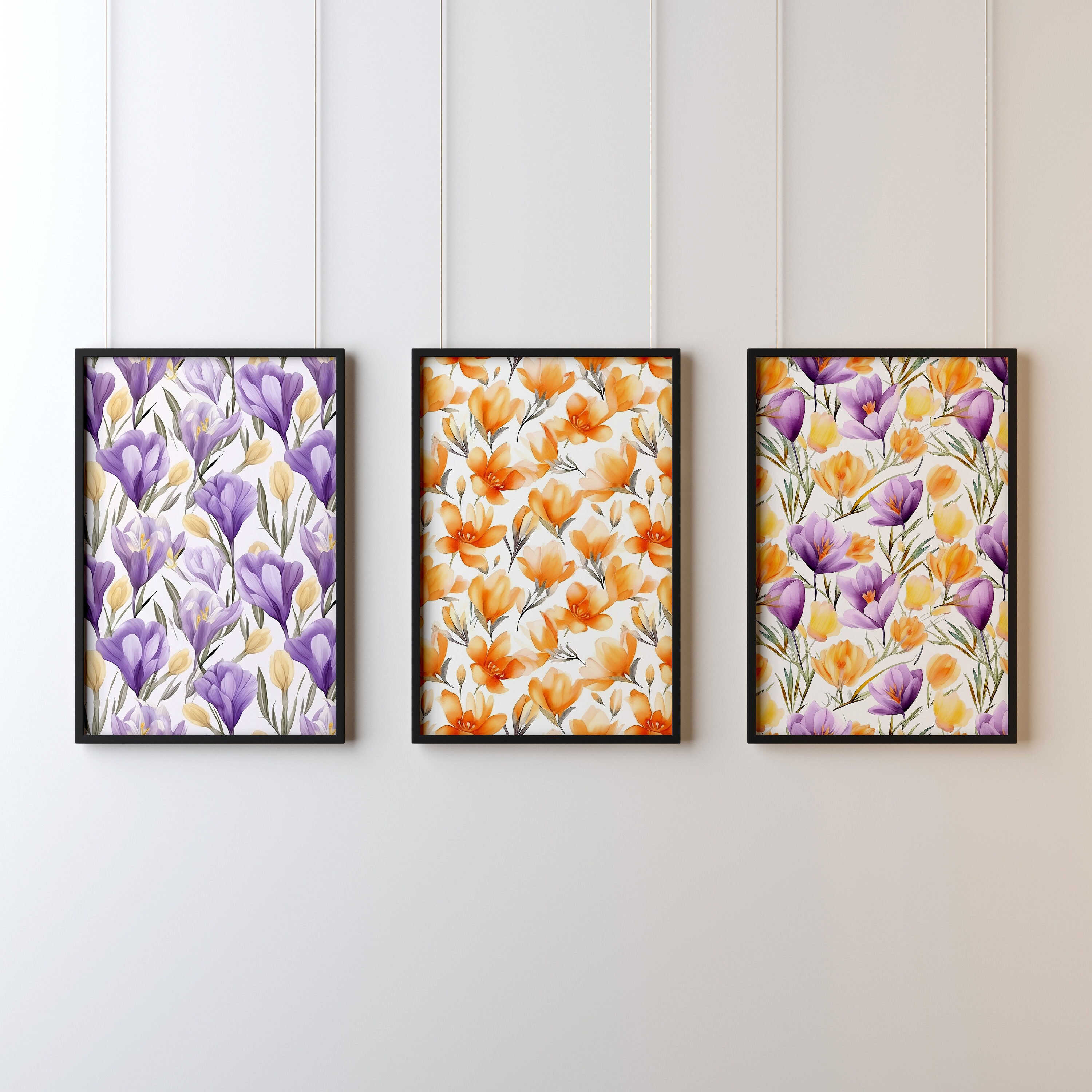 Watercolor Crocuses, 10 Seamless Patterns, Crocuses, Crocus, Clipart ...