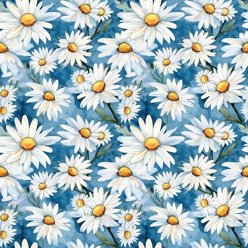 Watercolor Daisies, 10 Seamless Patterns, Daisies, Daisy Clipart ...