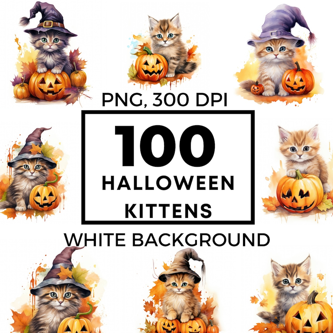 Halloween Kitten Png, Halloween Cat Png, Kitten Clipart, Pumpkin Cat ...