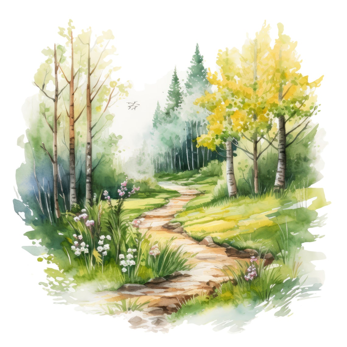 Forest Clipart, Spring Landscape, Geenery Clipart, Nature Clipart ...