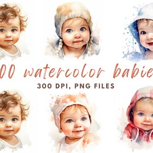 Babies Clipart PNG Bundle Design, Cute Babies, Watercolor Print, Baby ...