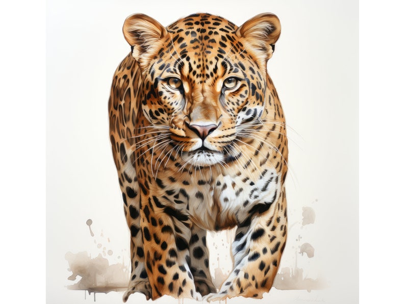 Leopard Clipart Jungle Drawings | 100 PNG Images | Water Color Print ...