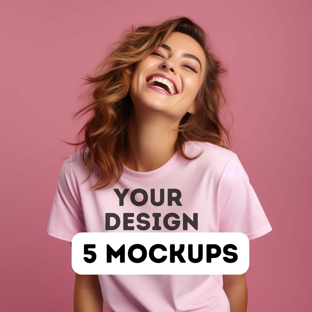 Pink Tshirt Mockup Unisex Light Pink Mock-up Boho Style Bundle, Pink ...