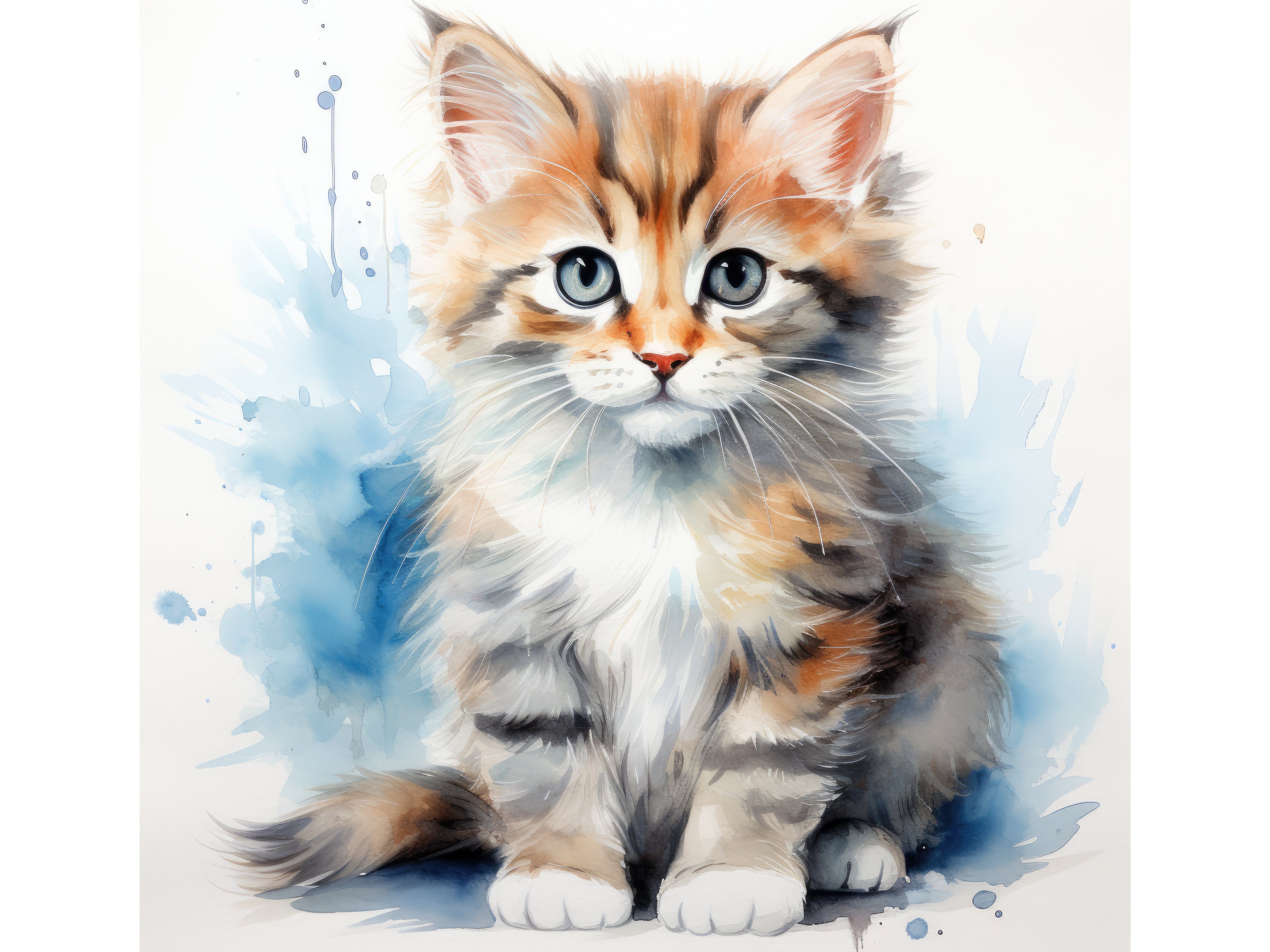 Watercolor Kitten Clipart 100 PNG Images Cute Cats Cat - Etsy