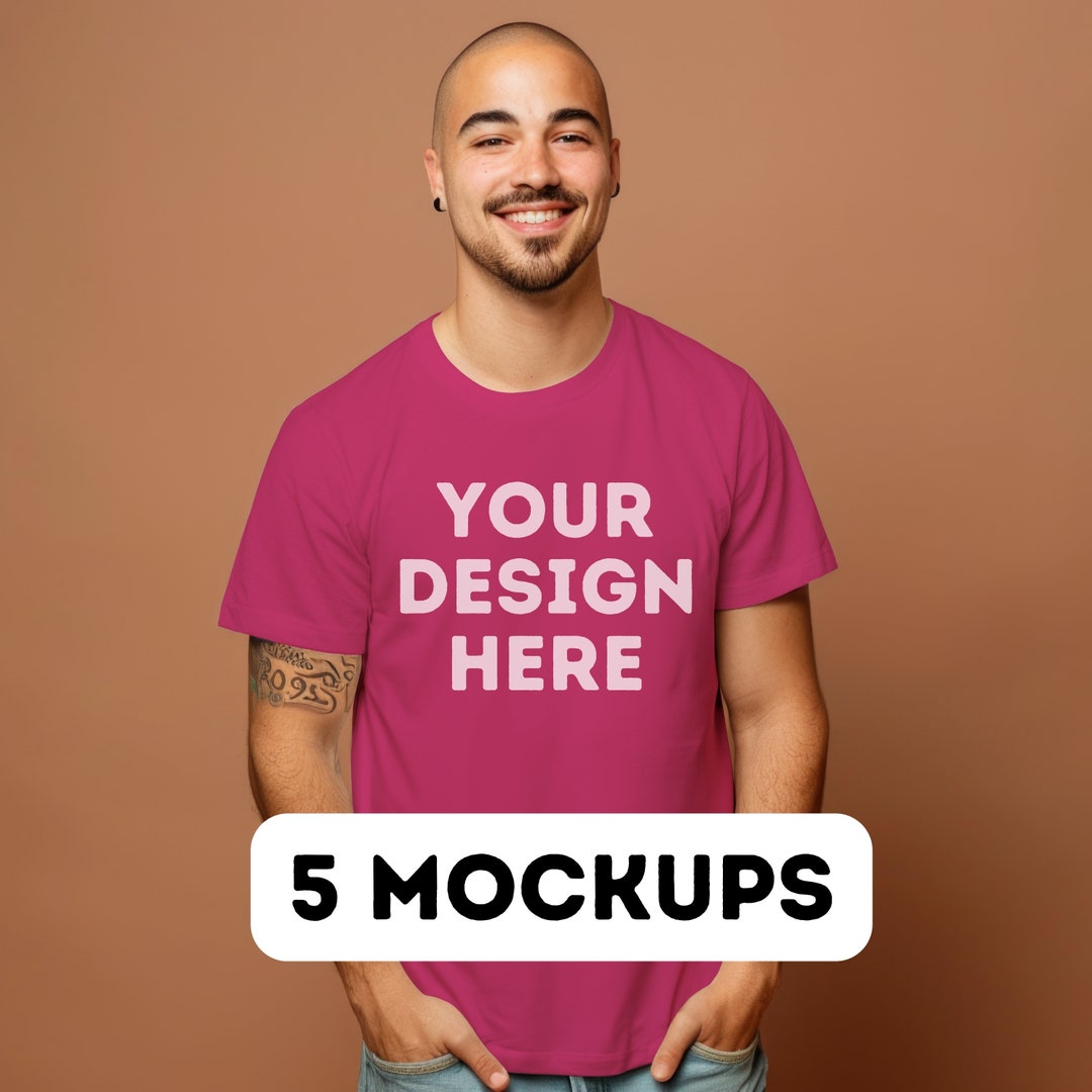 3001 Berry Shirt Mockup Photo 3001, Bella Canvas Berry, Male Model Mock ...