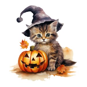 Halloween Kitten Clipart, Cat Png, Kitten Clip Art, Pumpkin Clipart ...