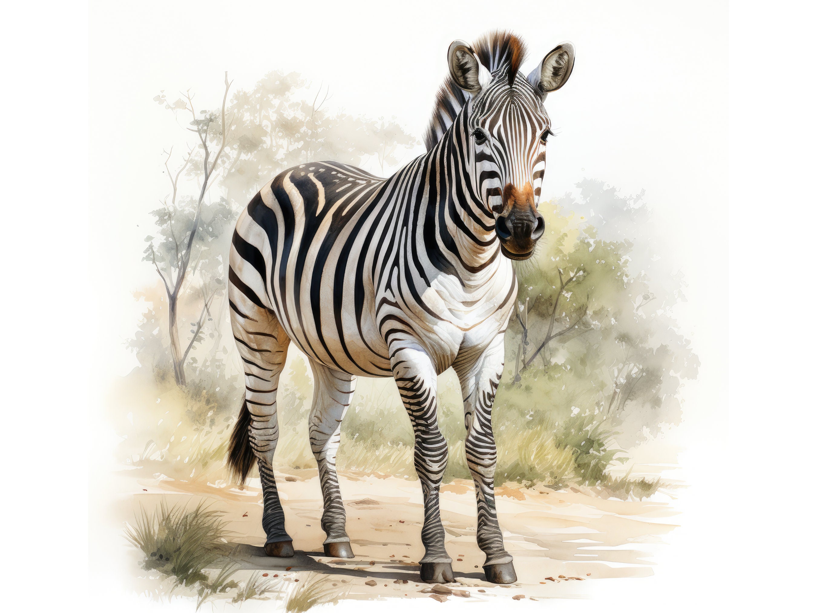 Zebra Clipart Jungle Drawings | 100 PNG Images | Water Color Print ...