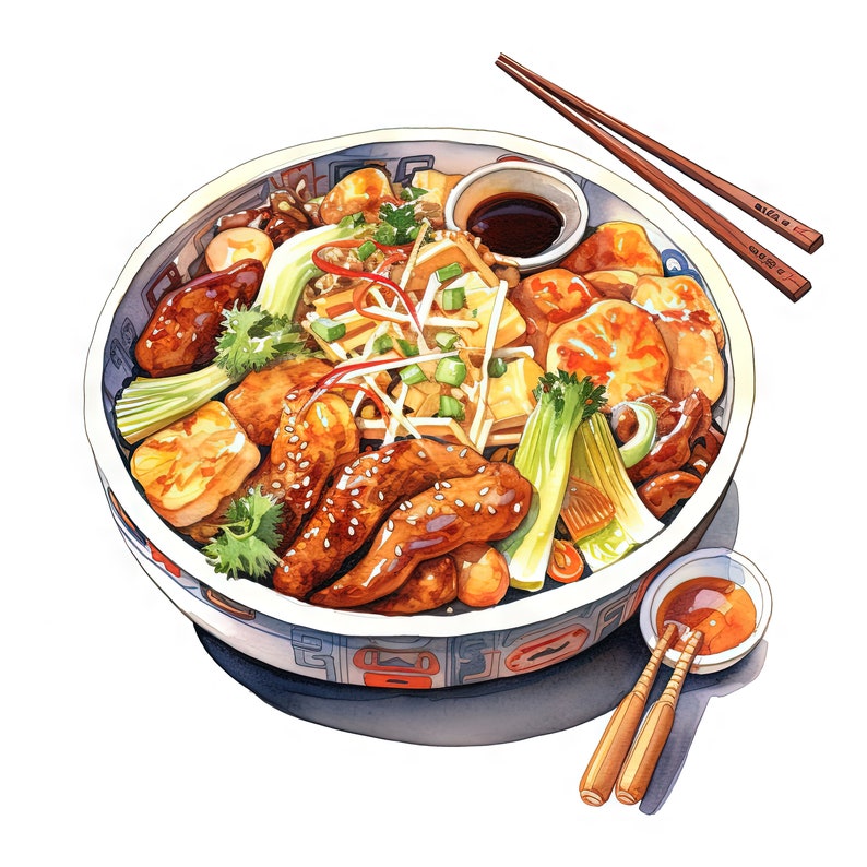 Chinese Food Clipart Noodle Chinese Dish Clipart China Food - Etsy