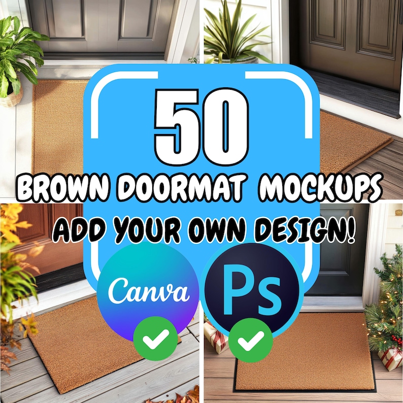 Doormat Mockup Bundle, Customizable Door Mat Mock Up, Floor Mat Mockup ...
