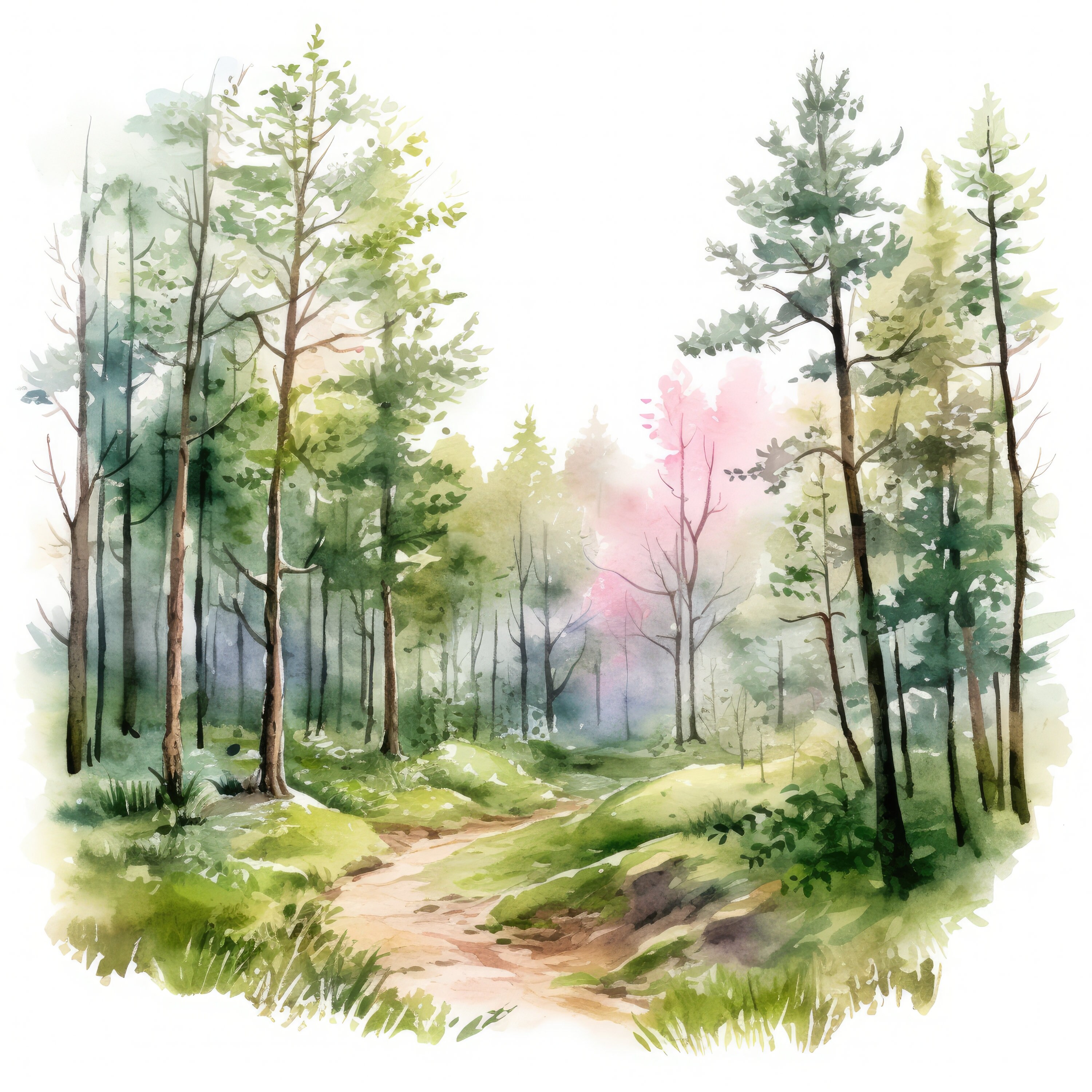 Spring Forest Clipart Watercolor Spring Forest Art Spring - Etsy