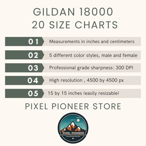 Gildan 18000 Size Chart, G18000 Size Chart Mockup, Sweater Size Chart ...