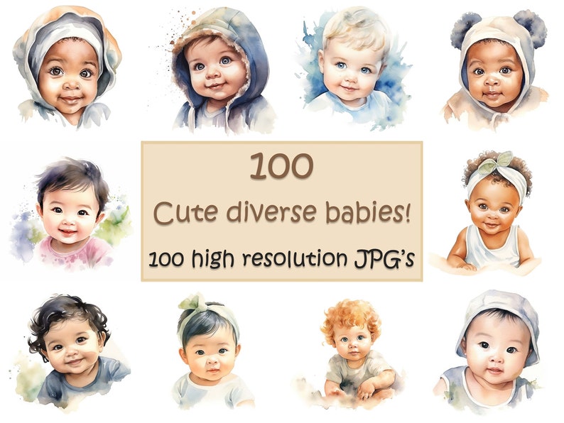 Babies Clipart Cute Babies Diversity Watercolor Art Baby - Etsy