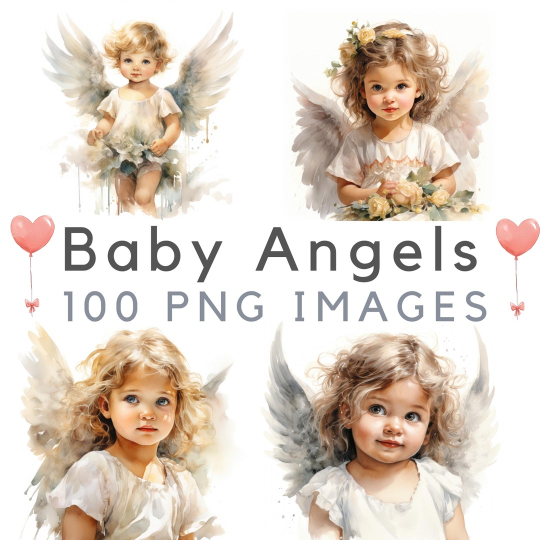 Baby Angels Watercolor Clipart – Angel Babies Png Bundle Design – Watercolor Print – Angels Art ...